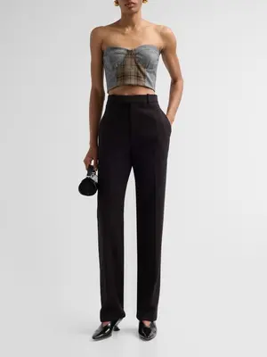 Ramy Brook Bailey Plaid Wool-blend Corset Top