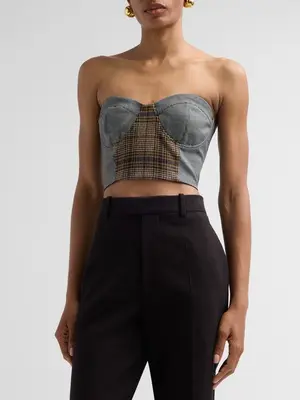 Ramy Brook Bailey Plaid Wool-blend Corset Top
