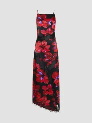 Ramy Brook Leila Floral Asymmetric Maxi Dress - Black Multi