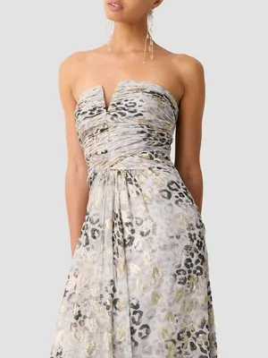 Ramy Brook Dorise Metallic Leopard Strapless Gown