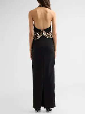 PatBO Tina Beaded Halterneck Gown
