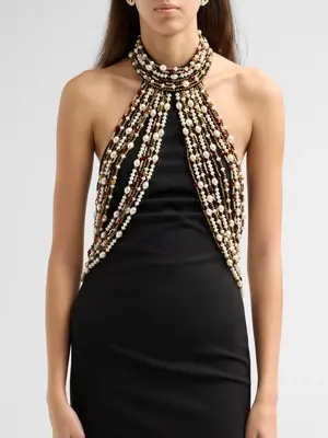 PatBO Tina Beaded Halterneck Gown