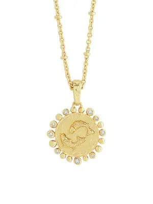 ANABEL ARAM Zodiac 18k-gold-plated & Cubic Zirconia Pendant Necklace - Pisces