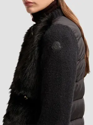 Moncler Cardigan In Alpaca And Wool Blend