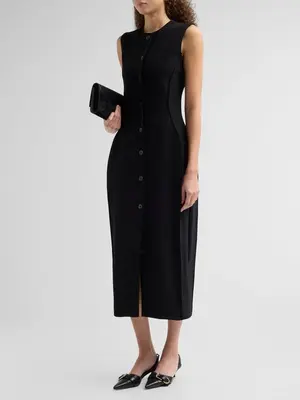 Brandon Maxwell Carolyn Crepe Button-front Midi Dress