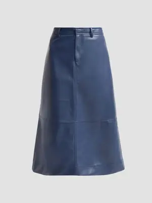 TOCCIN Kai Vegan Leather A-line Midi Skirt - Outerspace