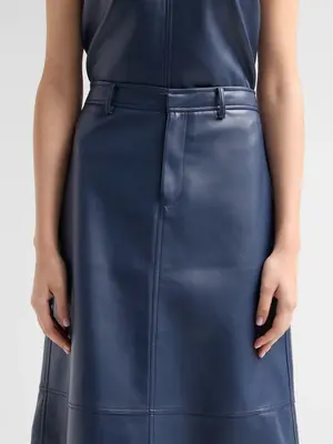 TOCCIN Kai Vegan Leather A-line Midi Skirt