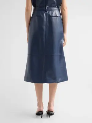TOCCIN Kai Vegan Leather A-line Midi Skirt