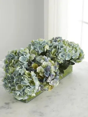 TC FLORAL Artificial Hydrangeas Floral Arranget - Blue