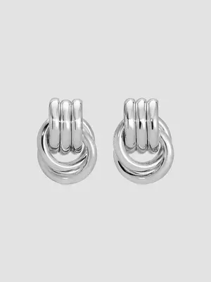 HEAVEN MAYHEM Baby Knot Stainless Steel Drop Earrings - Silver