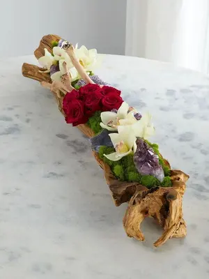 TC FLORAL Preserved Rose & Artificial Orchid Floral Arranget - Multi