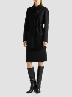 Prada Single-breasted Double Cloth Caban Jacket - Black