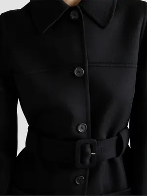 Prada Single-breasted Double Cloth Caban Jacket - Black