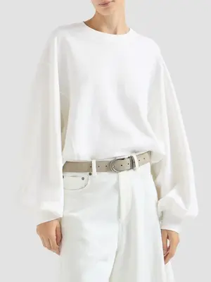 Brunello Cucinelli Cotton And Linen French Terry Sweatshirt With Monili
