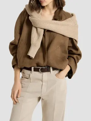Brunello Cucinelli Linen Canvas Outerwear Jacket With Monili