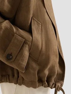 Brunello Cucinelli Linen Canvas Outerwear Jacket With Monili