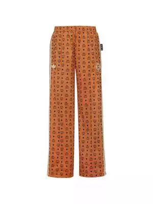 Mcm Adidas X Fc Bayern Monogram-print Side-stripe Track Pants - Orange