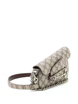 Gucci Horsebit 1955 Asymmetric Gg Coated Canvas Mini Shoulder Bag