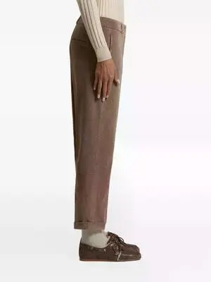 Peserico Corduroy Turn-up Tapered Trousers - Brown
