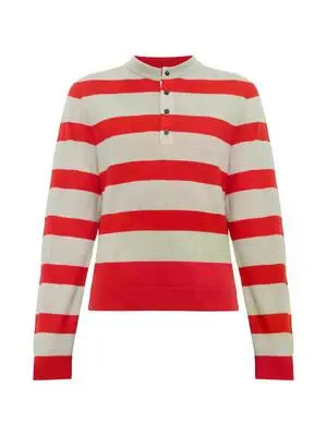 Jacquemus The Ettore Knit Striped Henley Sweater - Red