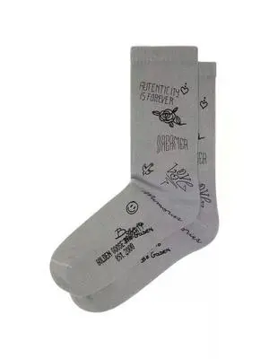 GOLDEN GOOSE Ribbed Socks With White Scribble Print