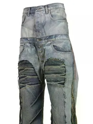 RIVINGTON ROI REBIS Layered-waistband Distressed Jeans