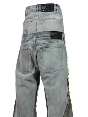 RIVINGTON ROI REBIS Layered-waistband Distressed Jeans