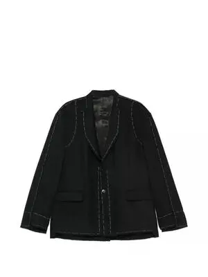 INLINUM Contrast-stitch Raw-edge Jacket - Black