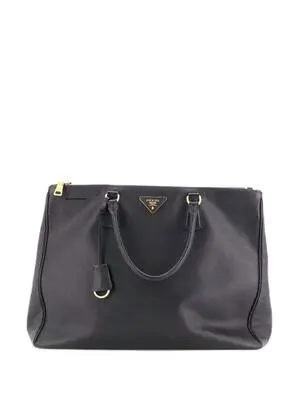 Prada Double Zip Lux Saffiano Leather Xl Tote Bag - Black