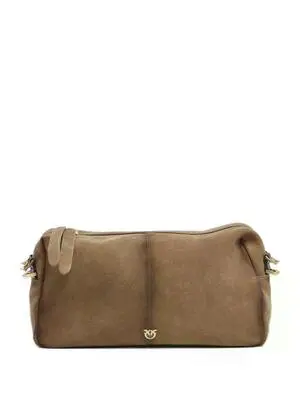 Pinko Keeper Bag Medium Shoulder Bag In Spray-effect Suede - Neutrals