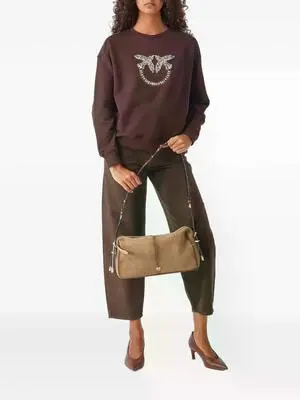 Pinko Keeper Bag Medium Shoulder Bag In Spray-effect Suede