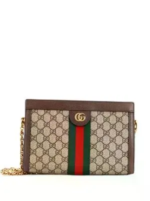 Gucci Ophidia Chain Shoulder Bag Gg Coated Canvas Small Crossbody Bag - Brown