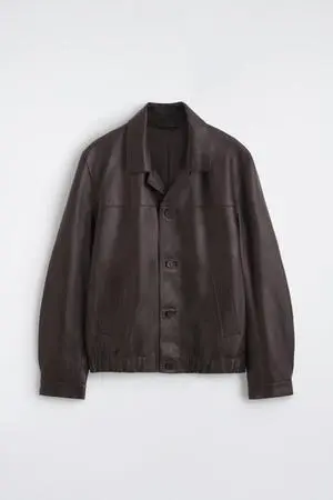 Cos Leather Blazer Bomber Jacket - Brown
