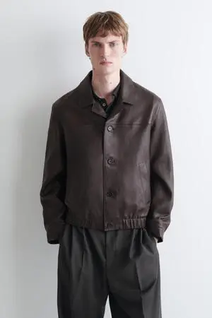 Cos Leather Blazer Bomber Jacket