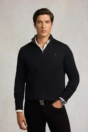 Holland Cooper Fine Quarter Zip Knit - Black