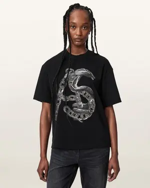 ALLSAINTS Linx Etta Embellished Oversized T-shirt - Black