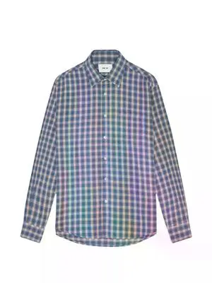 Nn07 Deon Check-pattern Long-sleeve Shirt - Blue