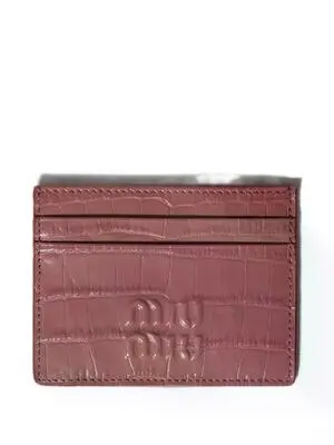 Miu Miu Crocodile Embossed Calfskin Card Holder - Red