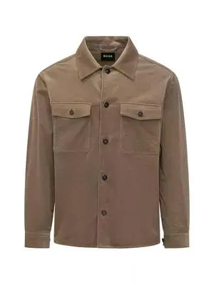 BOSS Relaxed-fit Blazer In Micro-pattern Stretch Cotton - Neutrals