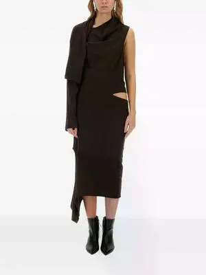 COURREGES Off Shoulder Midi Dress - Brown