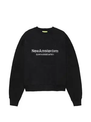 NEW AMSTERDAM SURF ASSOCIATION Logo-print Distressed Sweater