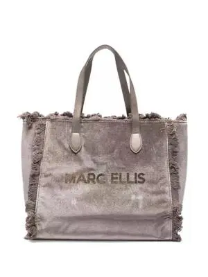 MARC ELLIS L Buby Chenille Fringe-trimmed Logo-embellished Tote Bag - Grey