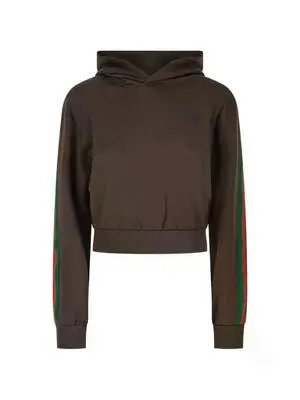 Gucci Web-stripe Hoodie - Brown
