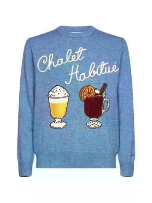 MC2 SAINT BARTH Intarsia-knit Embroidered Sweater - Blue