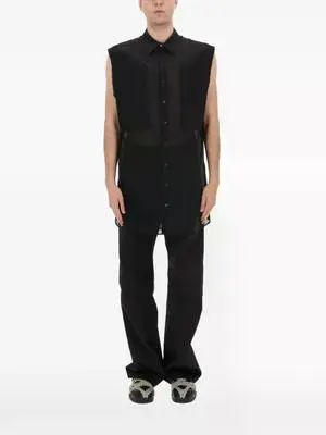 Rick Owens Sleeveless Semi-sheer Shirt - Black