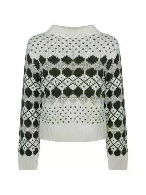 Max Mara Geometric-pattern Wool-blend Sweater - Neutrals
