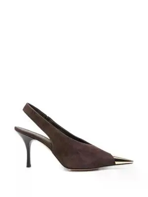 DIVINE FOLLIE Metal-toe Slingback Pumps - Brown
