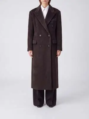 Tagliatore Long Double-breasted Coat In Alpaca And Virgin Wool Blend