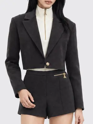 Patrizia Pepe Cropped Single-breasted Blazer With Peak Lapels - Brown