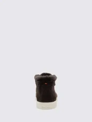 Santoni Suede Ankle Boots With Warm Shearling Interior